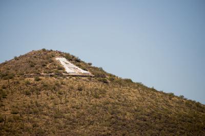 Hillside letters, symbols of town and school pride, are stamped on the ...