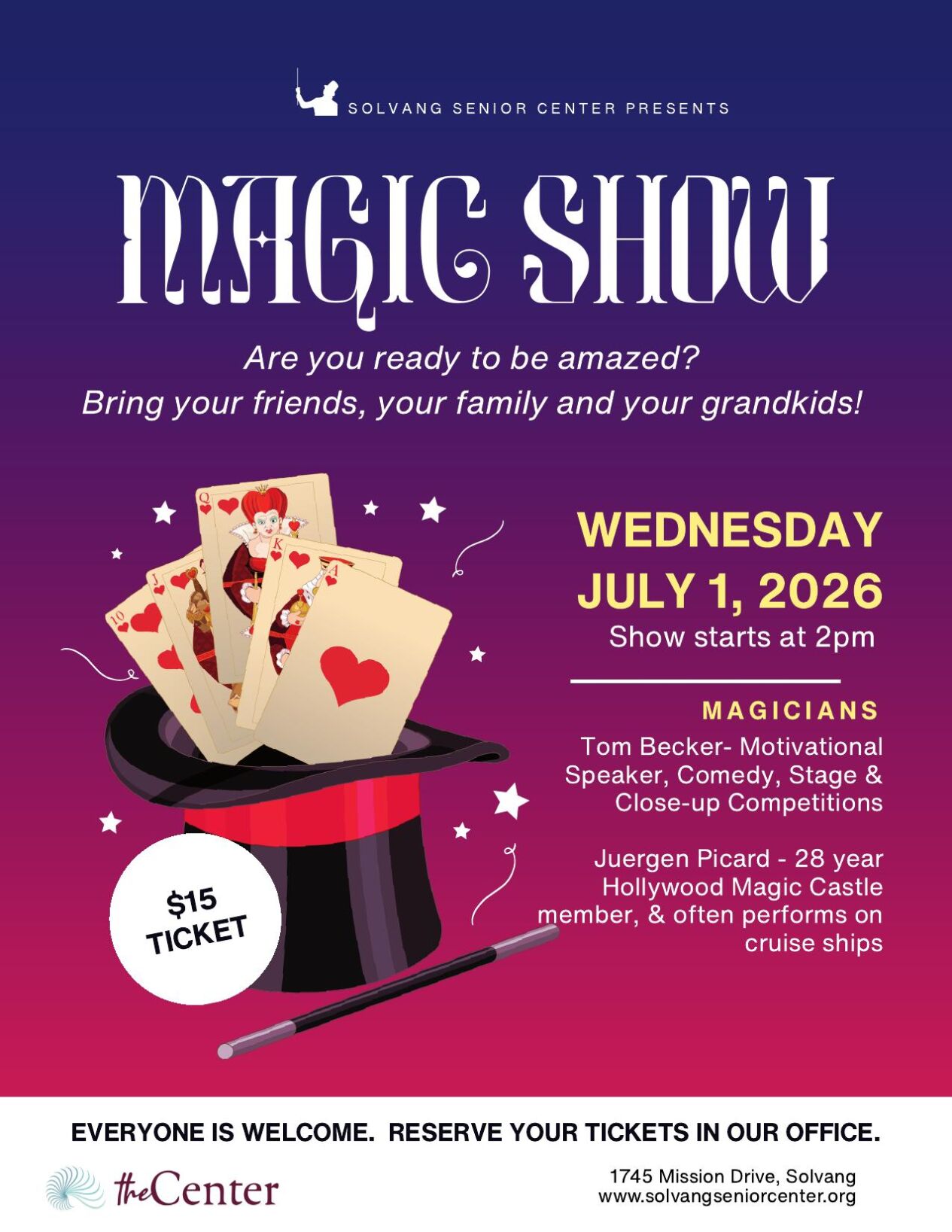 Solvang Senior Center to host magic event on July 1 | Valley Life ...