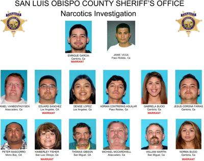 Bust of SLO County narcotics ring nets 10 arrests, almost $1M in drugs ...