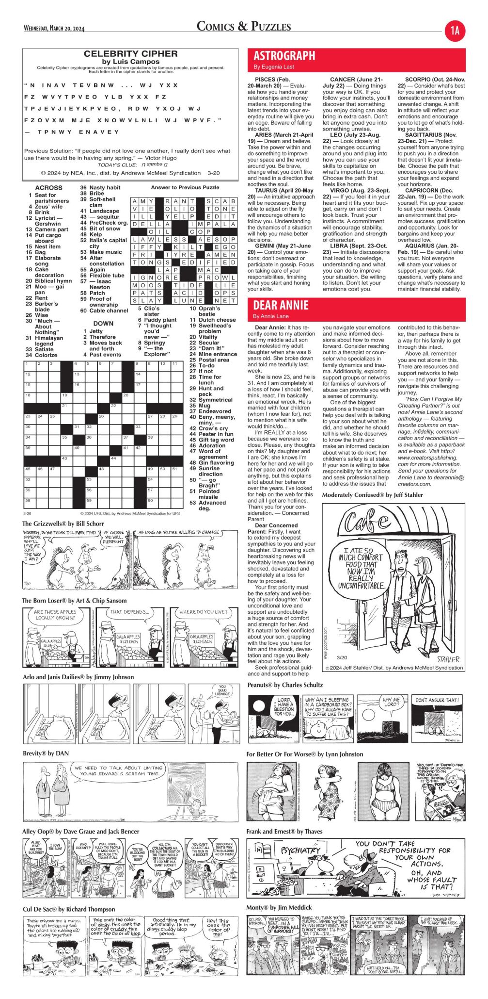 Comics - Wednesday, March 20, 2024 | Daily Comics And Puzzles ...