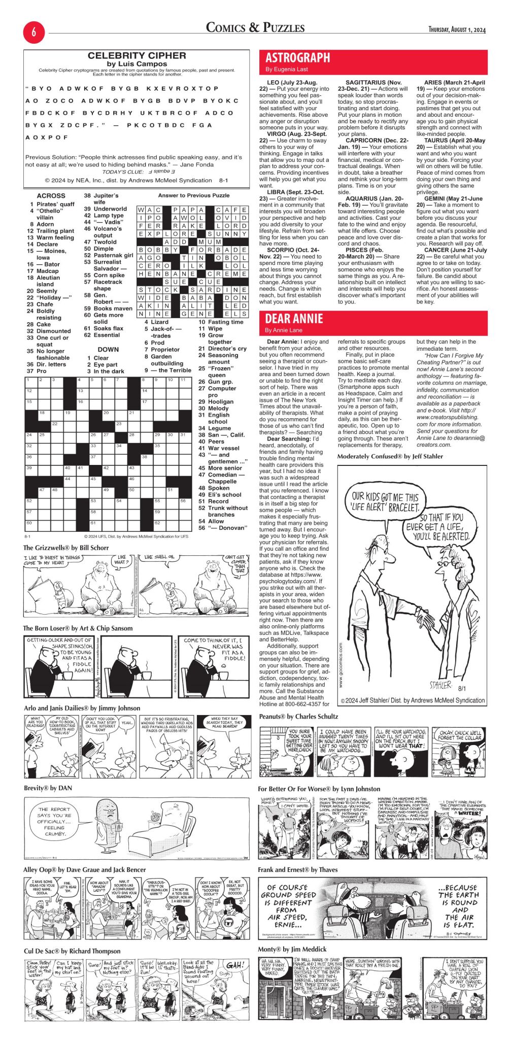 Comics - Thursday, August 1, 2024 | Daily Comics And Puzzles ...