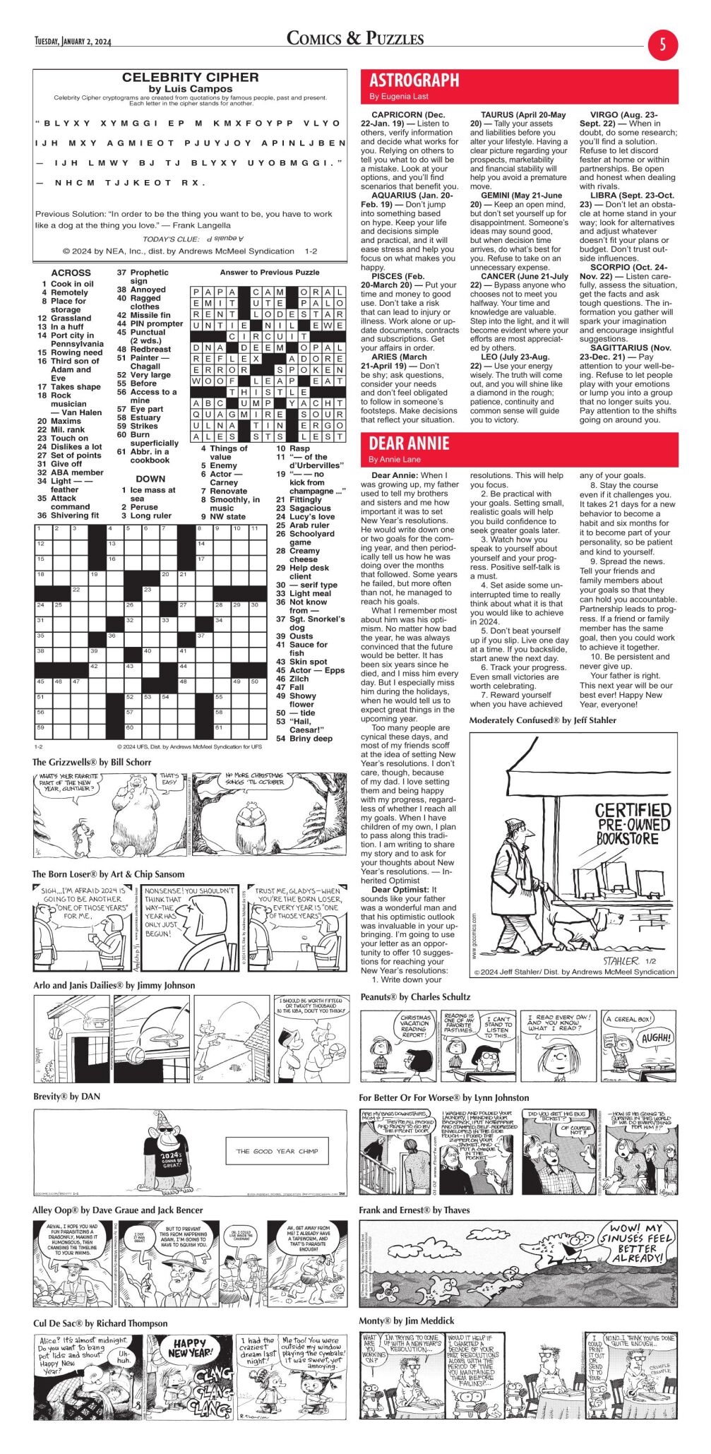 Comics - Tuesday, January 2, 2024 | Daily Comics And Puzzles ...