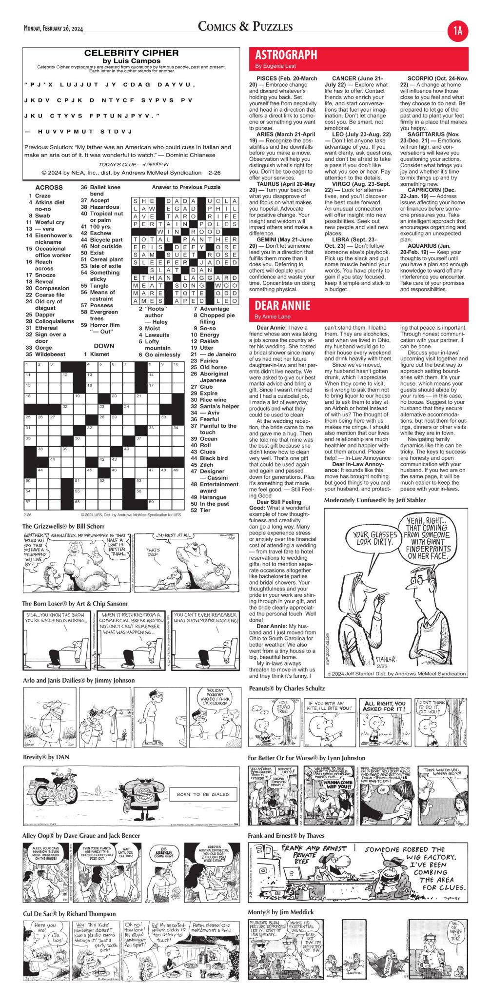 Comics - Monday, February 26, 2024 | Daily Comics And Puzzles ...