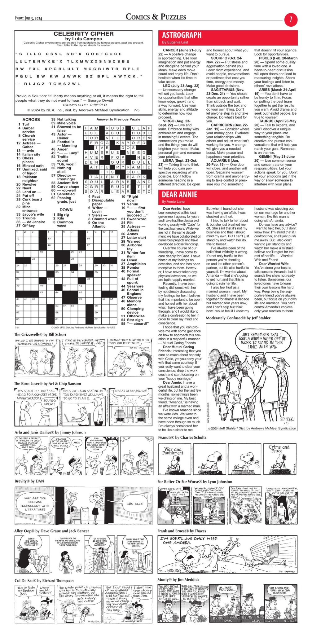 Comics - Thursday July 4, 2024 | Daily Comics And Puzzles ...
