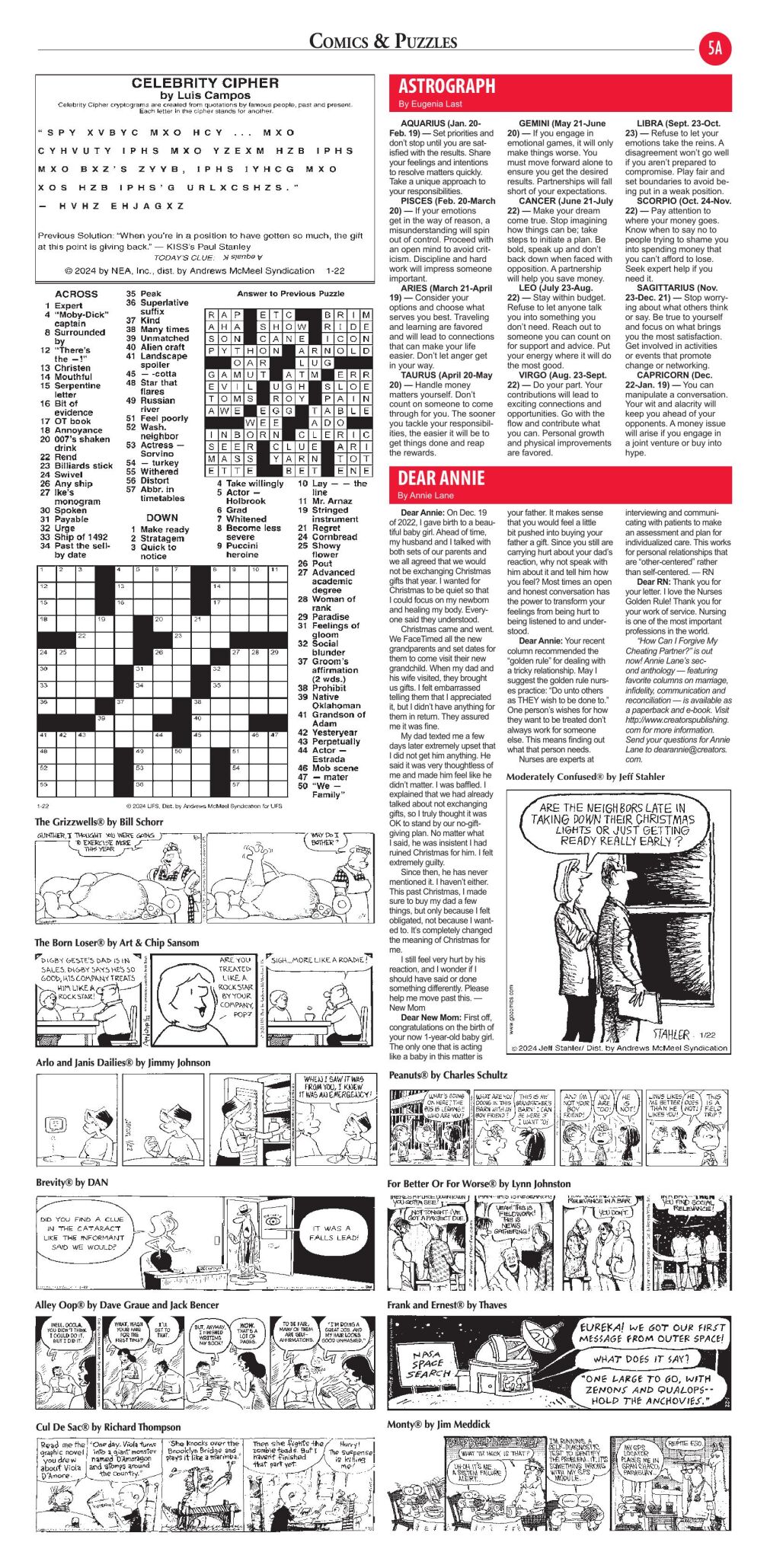 Comics - Monday, January 22, 2024 | Daily Comics And Puzzles ...