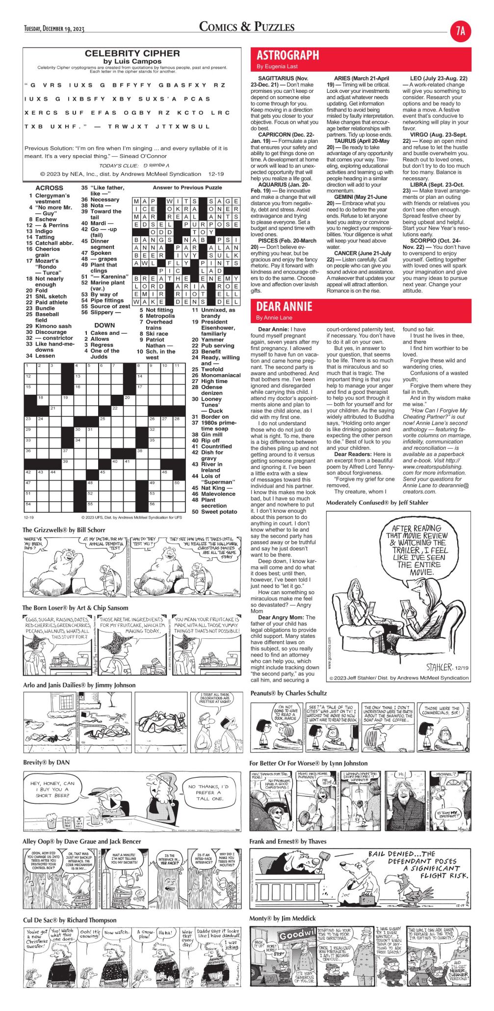 Comics - Tuesday, December 19 | Daily Comics And Puzzles ...