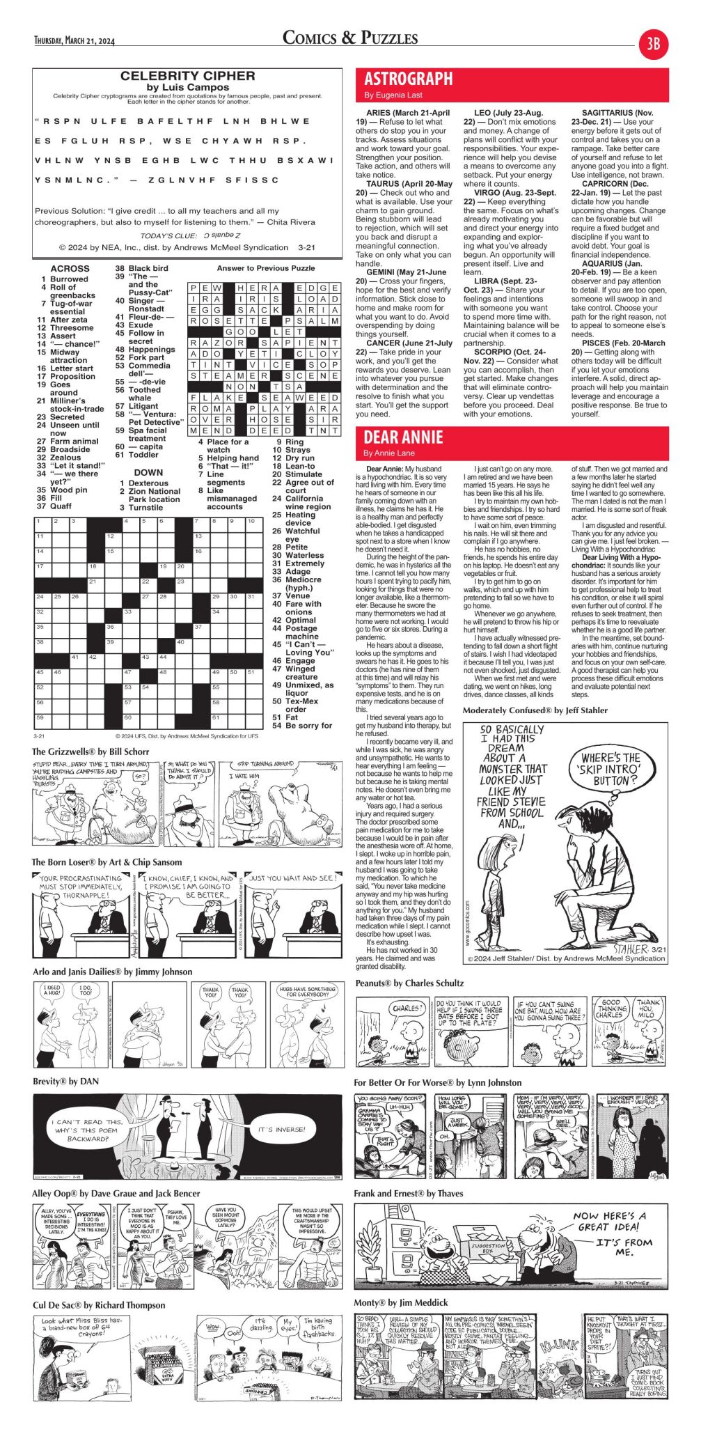 Comics - Thursday, March 21, 2024 | Daily Comics And Puzzles ...