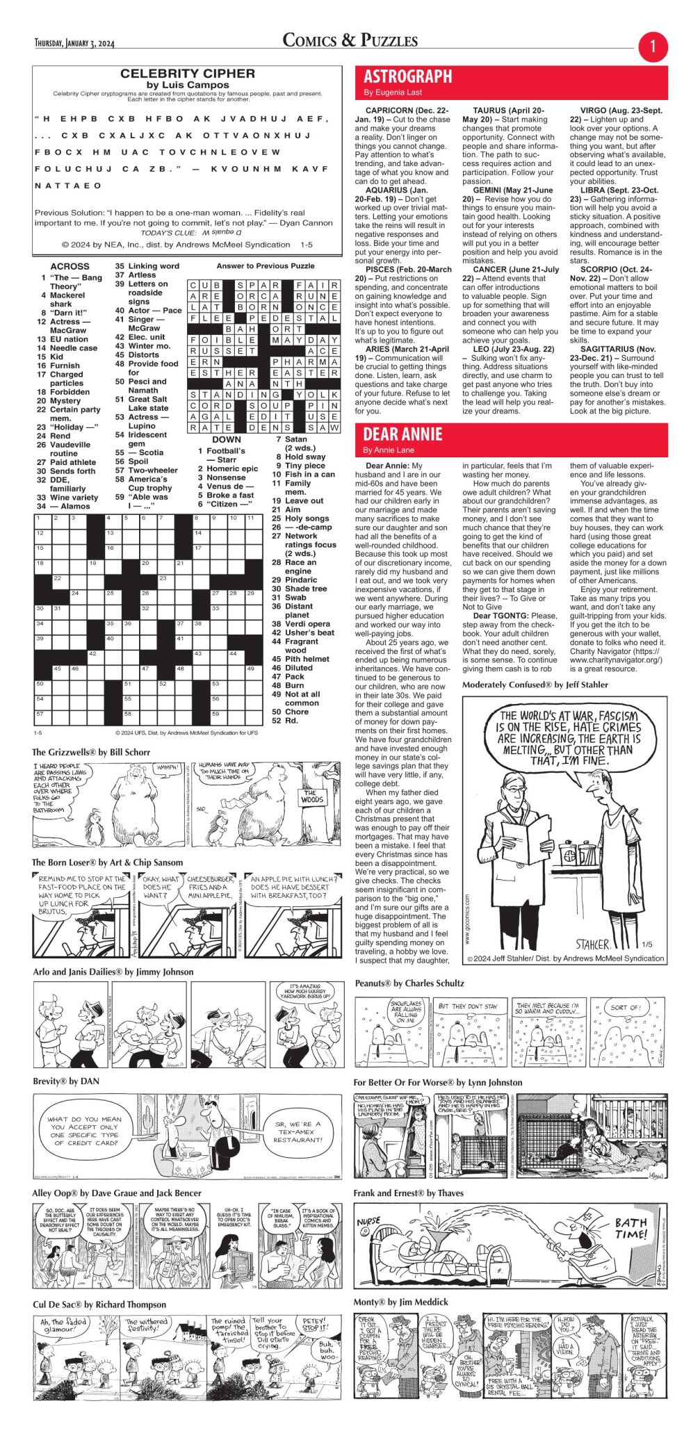 Comics - Friday, January 5, 2024 | Daily Comics And Puzzles ...