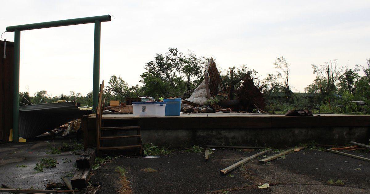 Several buildings destroyed, power lines down, trees ripped from roots ...