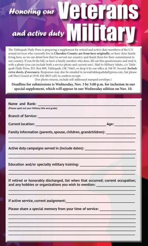 2021 Veterans Day Questionnaire | | tahlequahdailypress.com