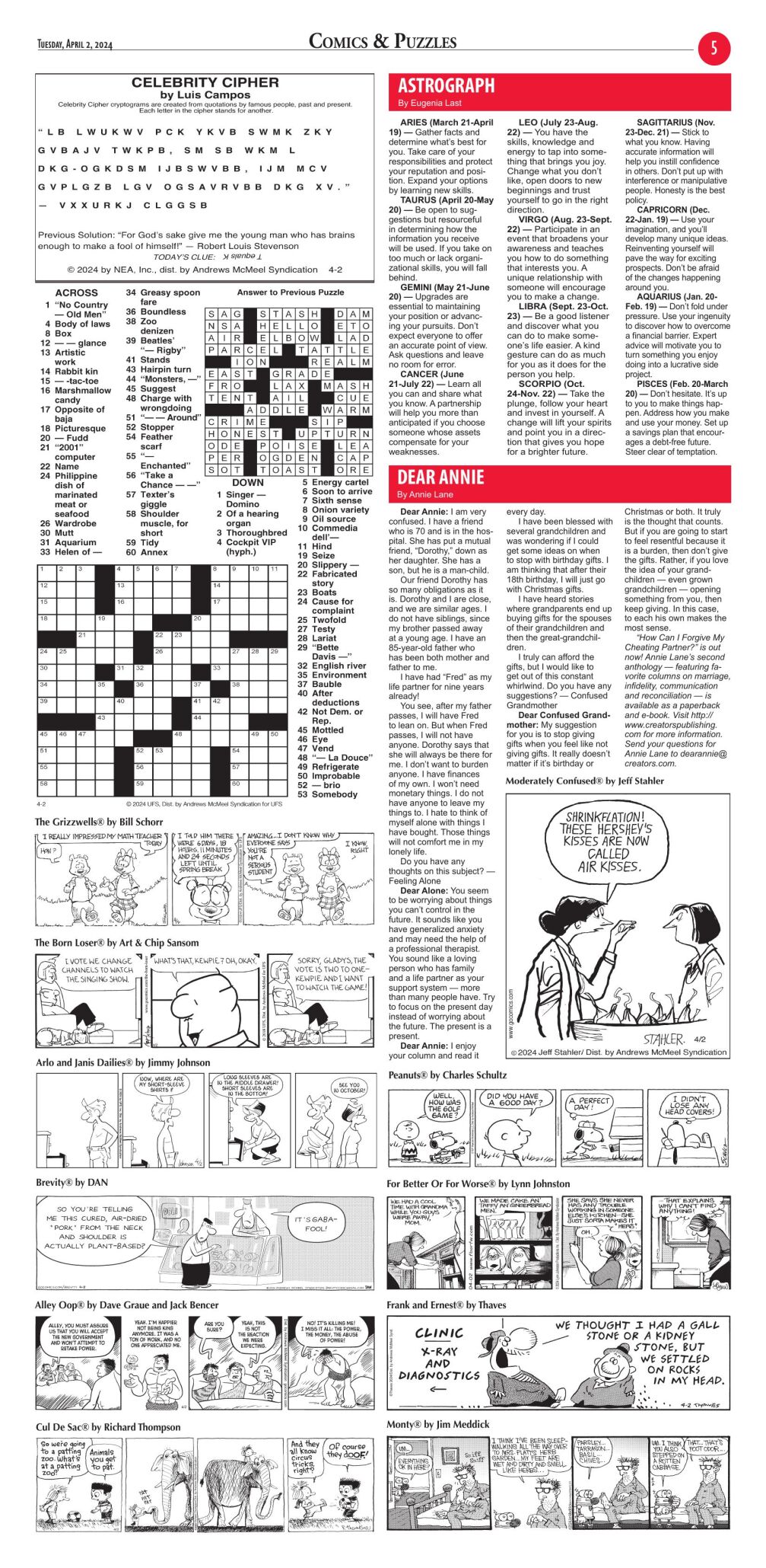 Comics - Tuesday, April 2, 2024 | Daily Comics And Puzzles ...