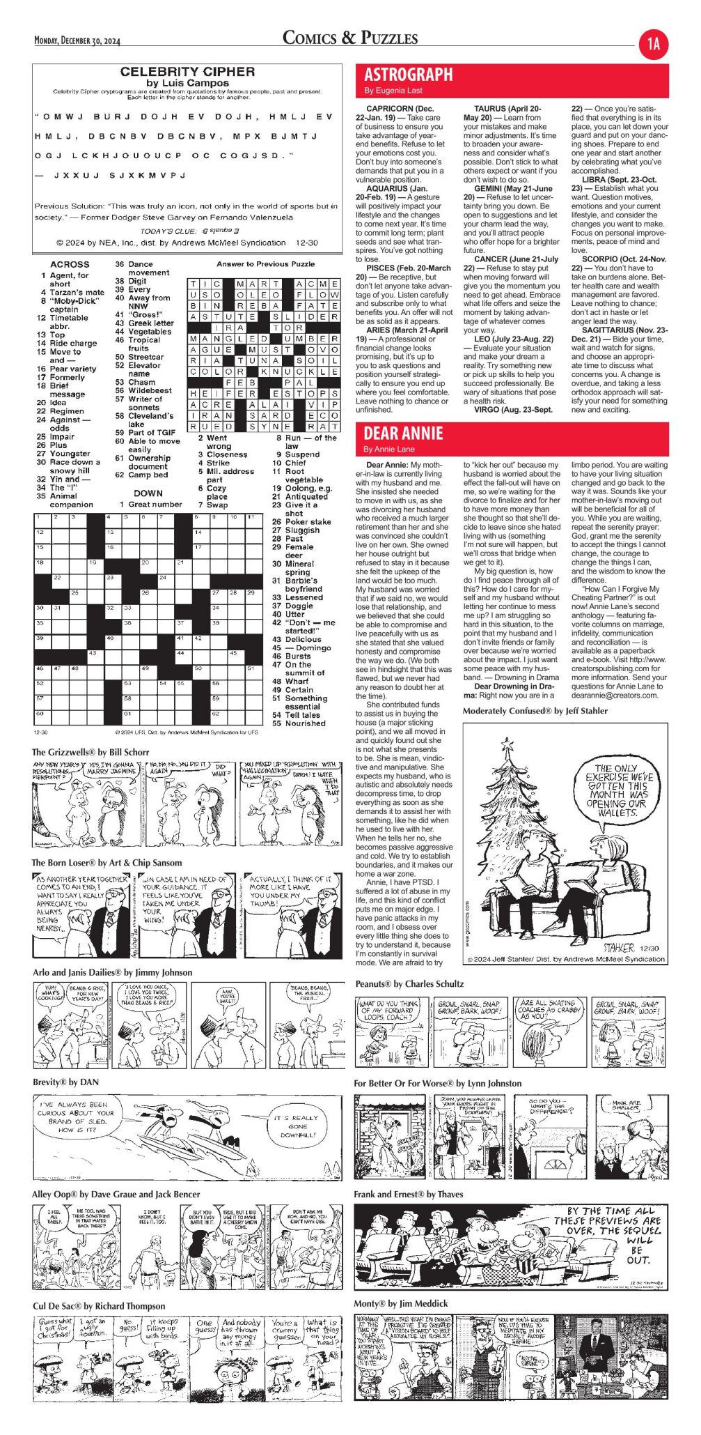 Comics - Monday, Dec. 30, 2024 | Daily Comics And Puzzles ...