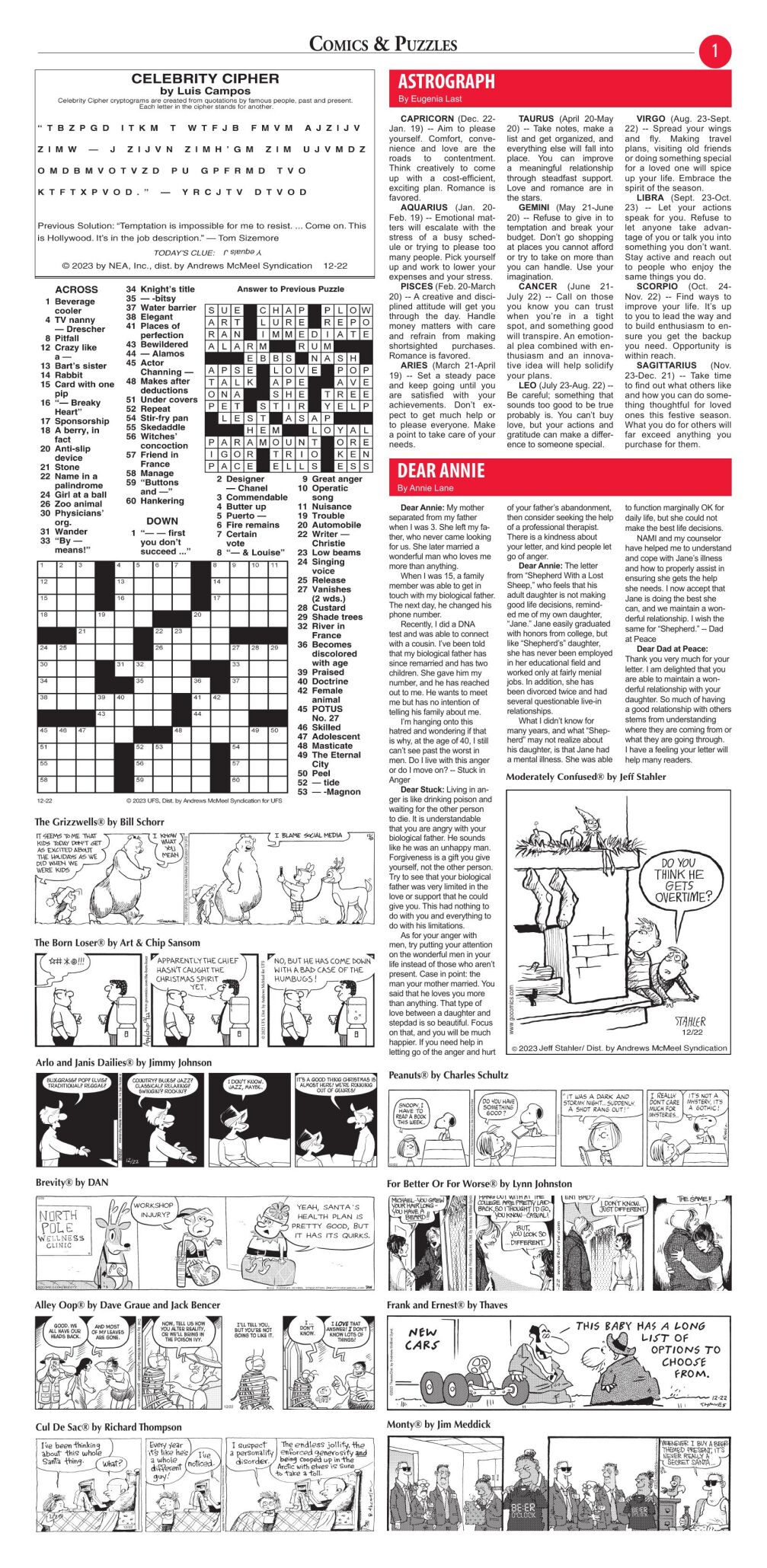 Comics - Friday, December 22, 2023 | Daily Comics And Puzzles ...