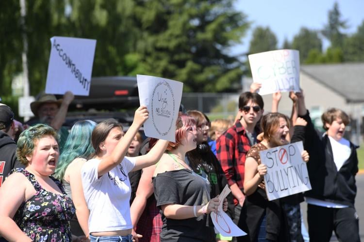 Students walk out of Longview middle school Thursday to protest bullying