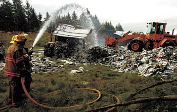 Truckload of paper catches fire
