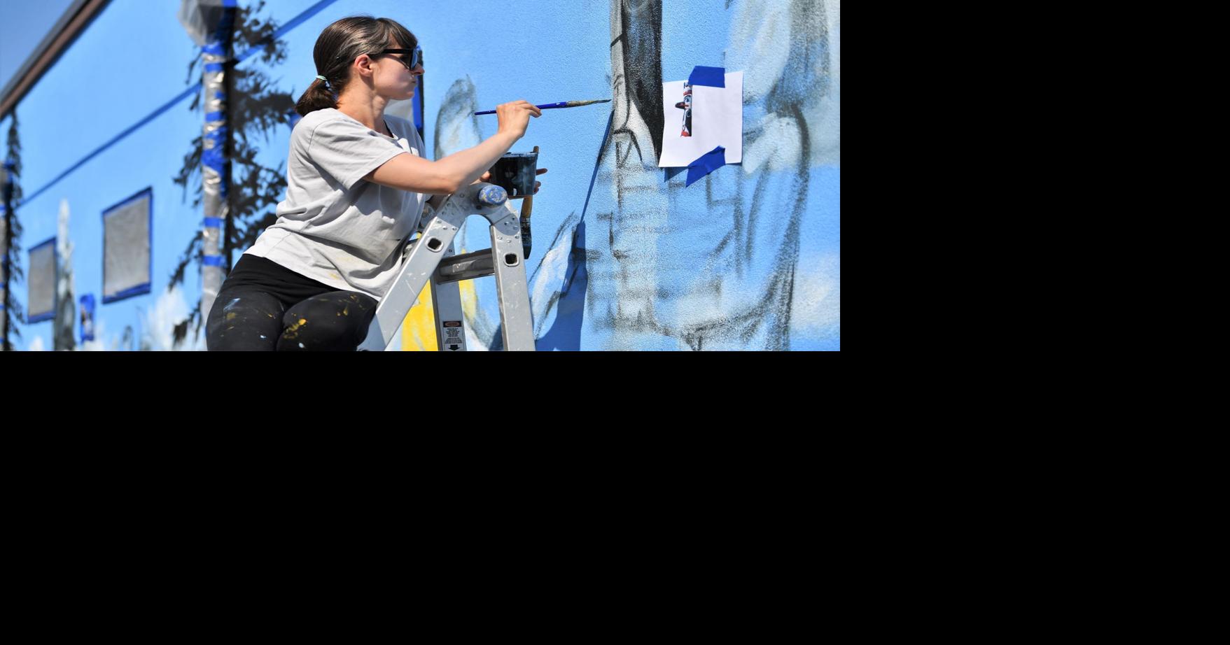 Mural celebrating reading takes shape on the Kalama Public Library