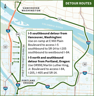 I-5 in north Portland will close overnight next week for sign work
