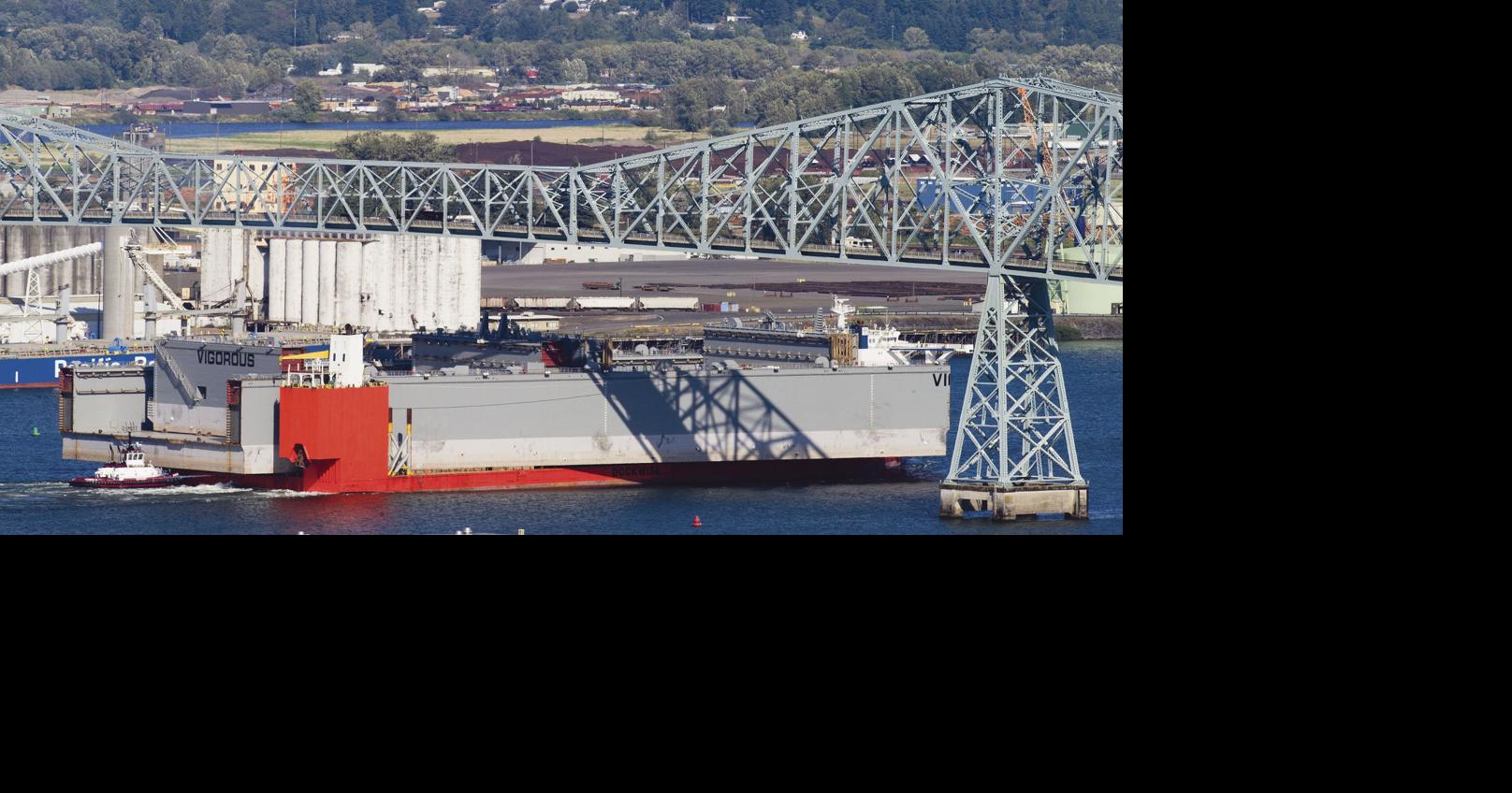 Mega-ship passes Longview