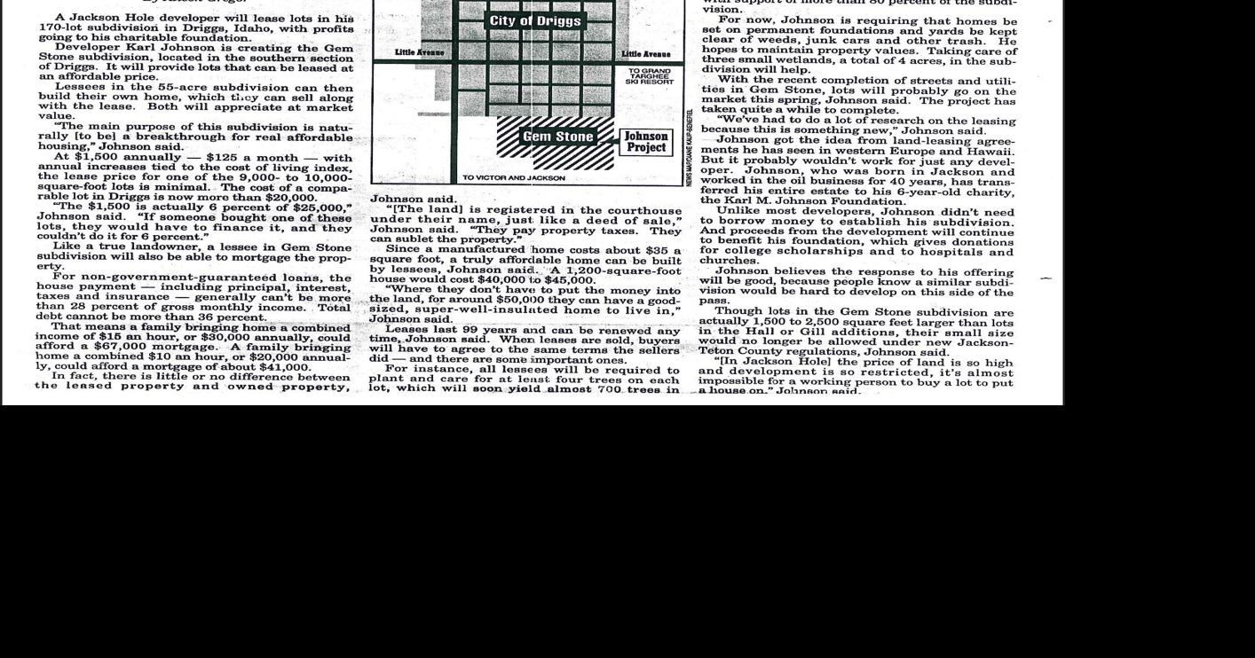 City of Driggs looks to re-engage Carl Johnson Foundation concerning ...