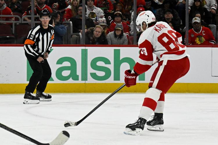 Alex DeBrincat scores twice as Red Wings shut out Blackhawks 4-0 ...