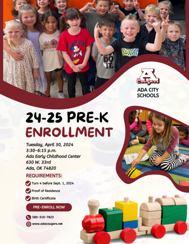 Pre-K enrollment set for Ada City Schools | Local News | theadanews.com