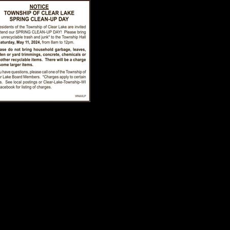 Town of Clear Lake - Spring Clean Up Day | Public Notices ...