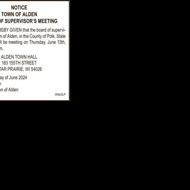 Town of Alden - Board of Supervisors Meeting Notice | Public Notices | theameryfreepress.com