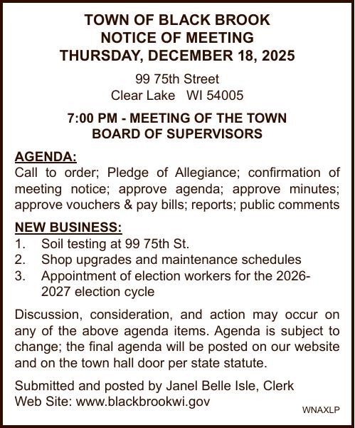 Town of Black Brook - BOS Meeting Notice | Public Notices ...