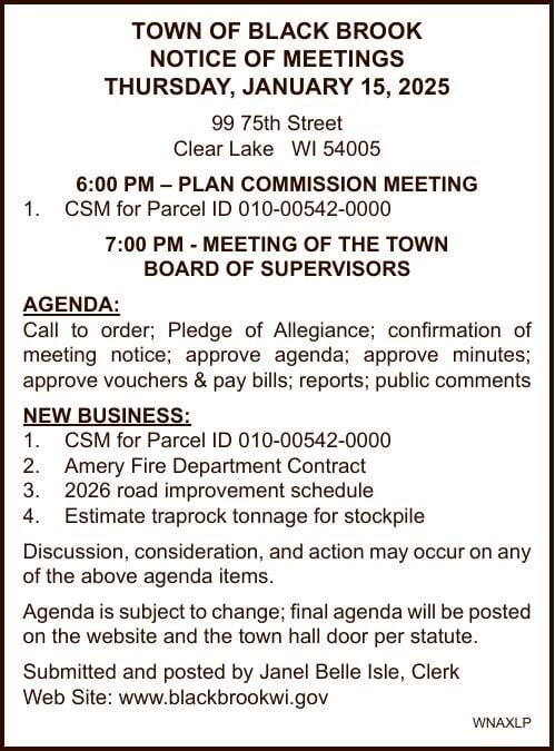 Town of Black Brook - PC and BOS Meeting Notice | Public Notices ...