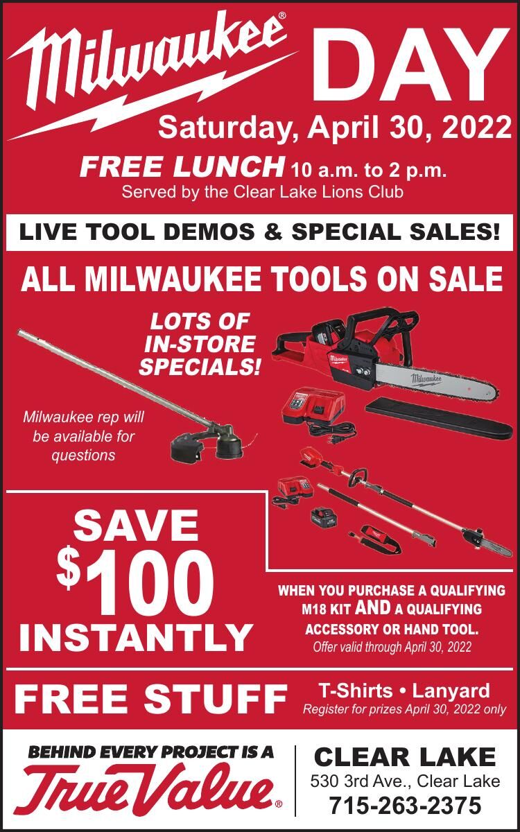Clear Lake True Value - Milwaukee Day Ad | | theameryfreepress.com