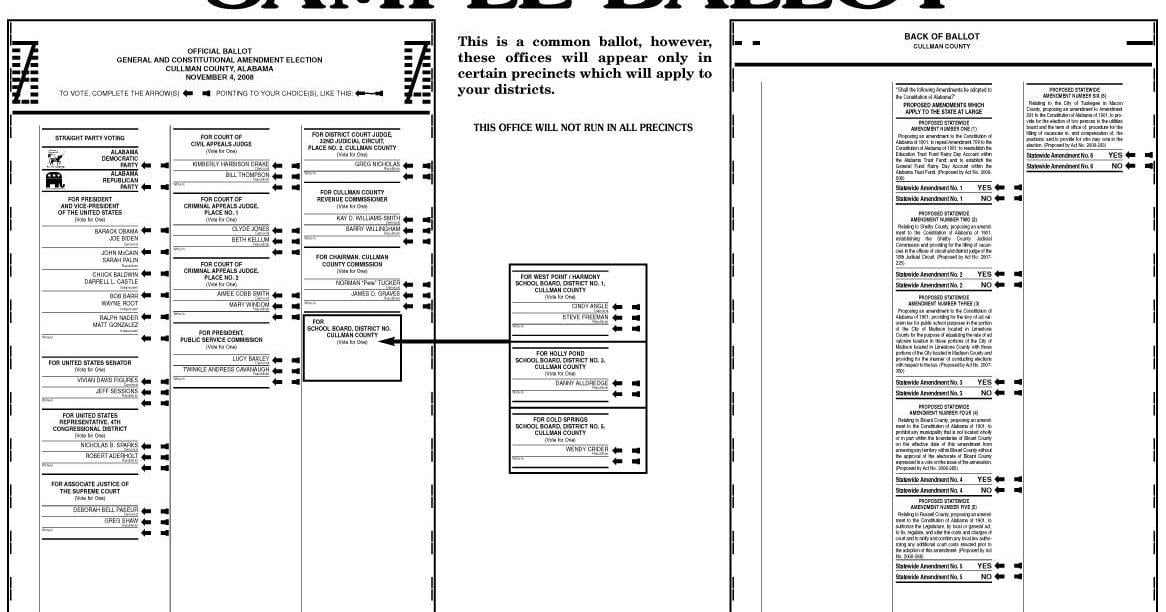 Cullman County sample ballot | News | thearabtribune.com