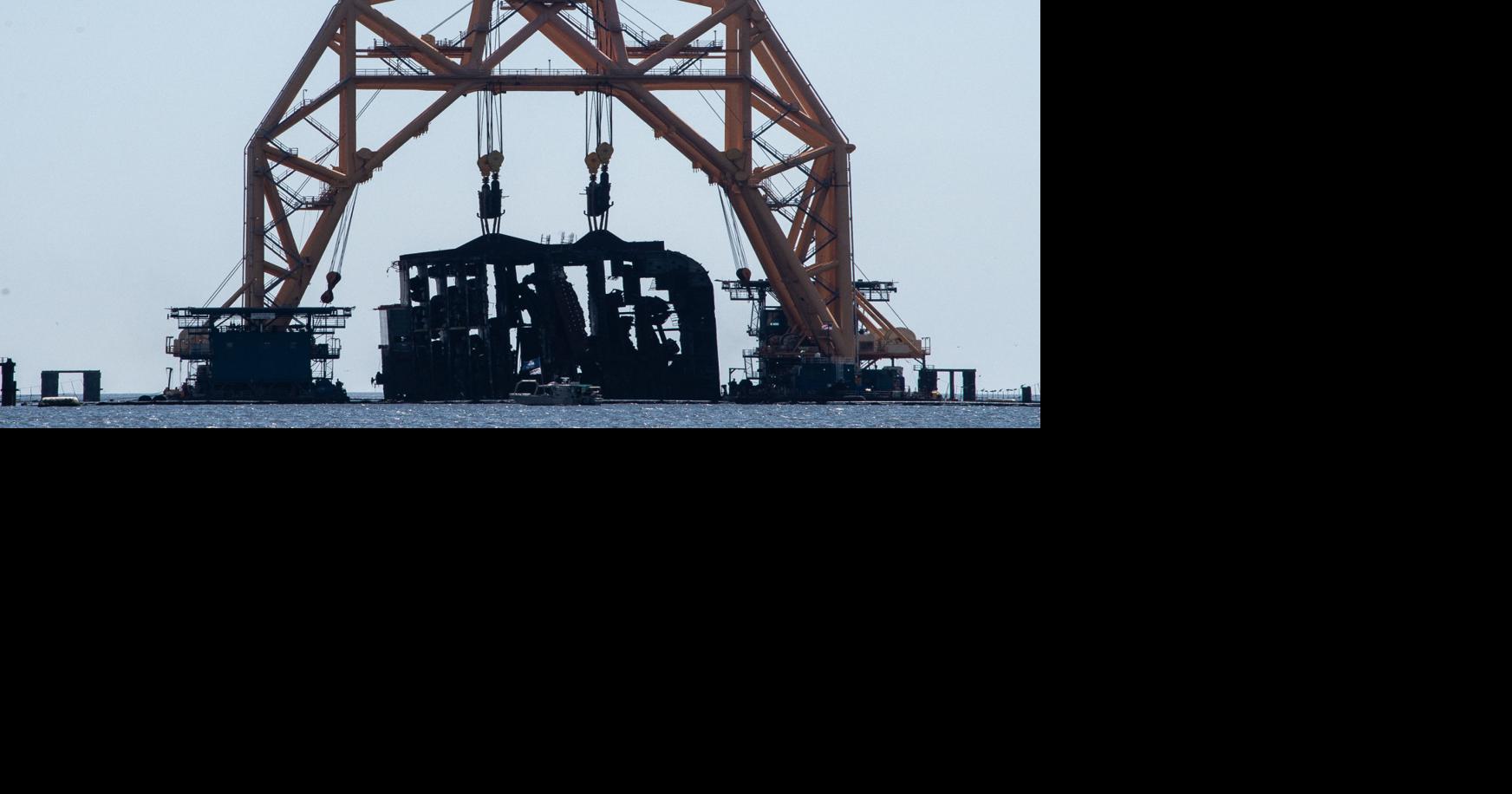 Lifting of last shipwreck section halted for 'weight shedding' | Local ...
