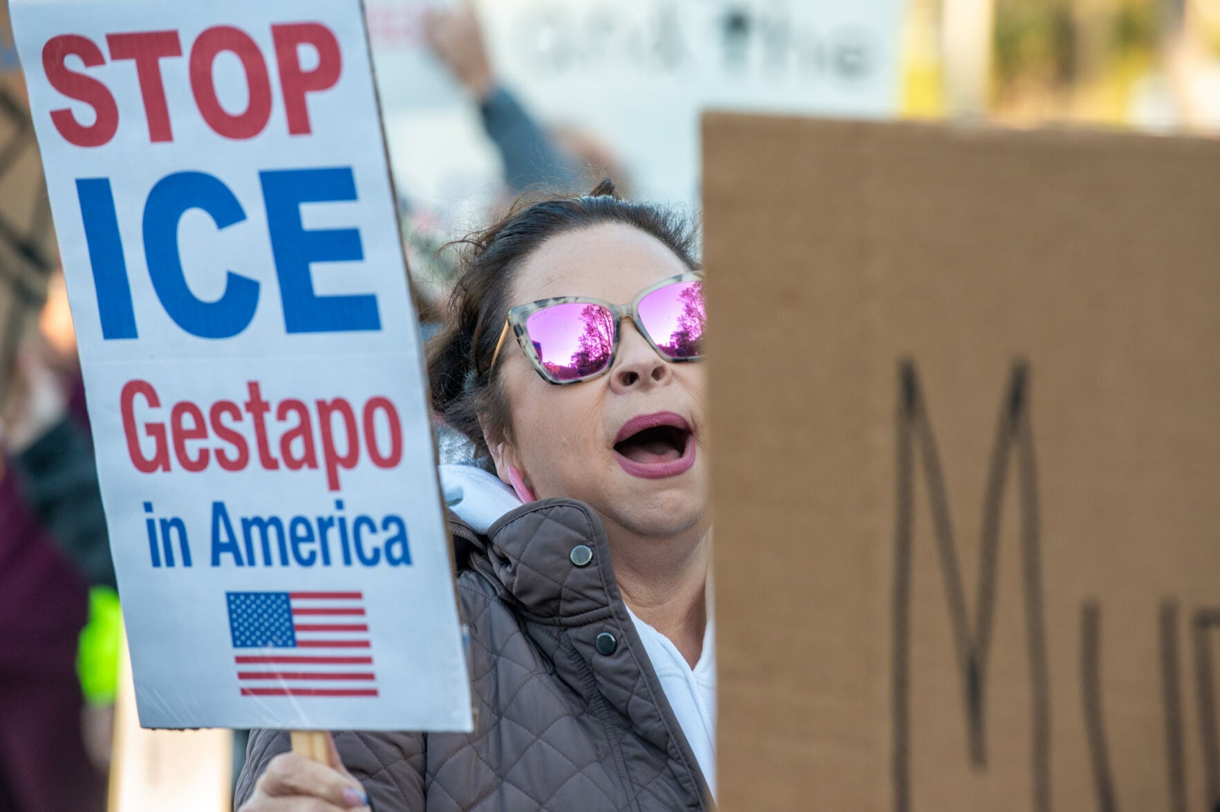 Protesters urge an end to ICE in front of FLETC main gate | Local News ...