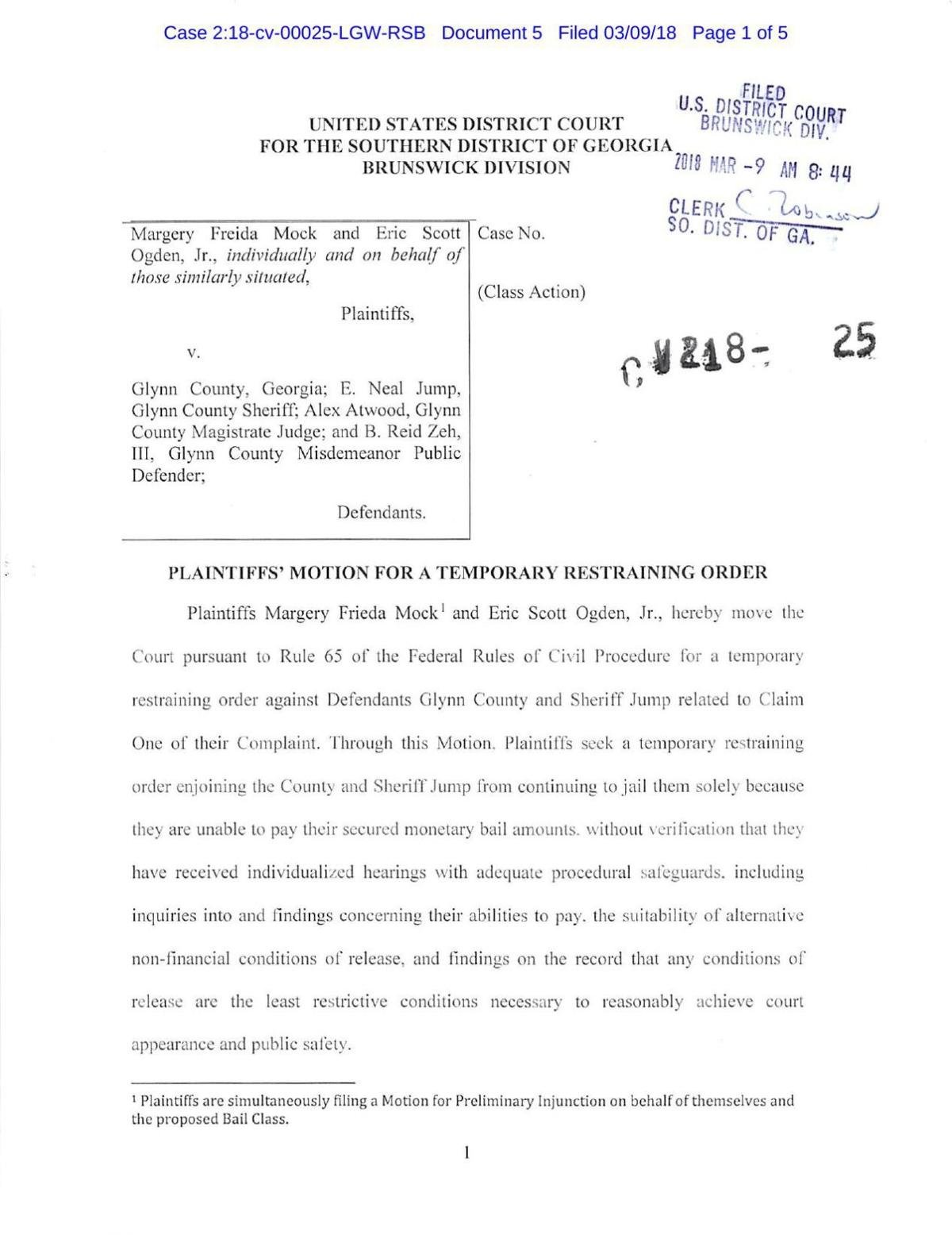 Motion for Temporary Restraining Order | Local News | thebrunswicknews.com