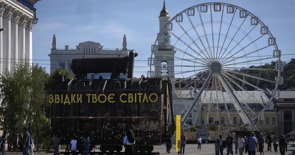A charred transformer on a Kyiv square makes for an unusual Ukraine war ...
