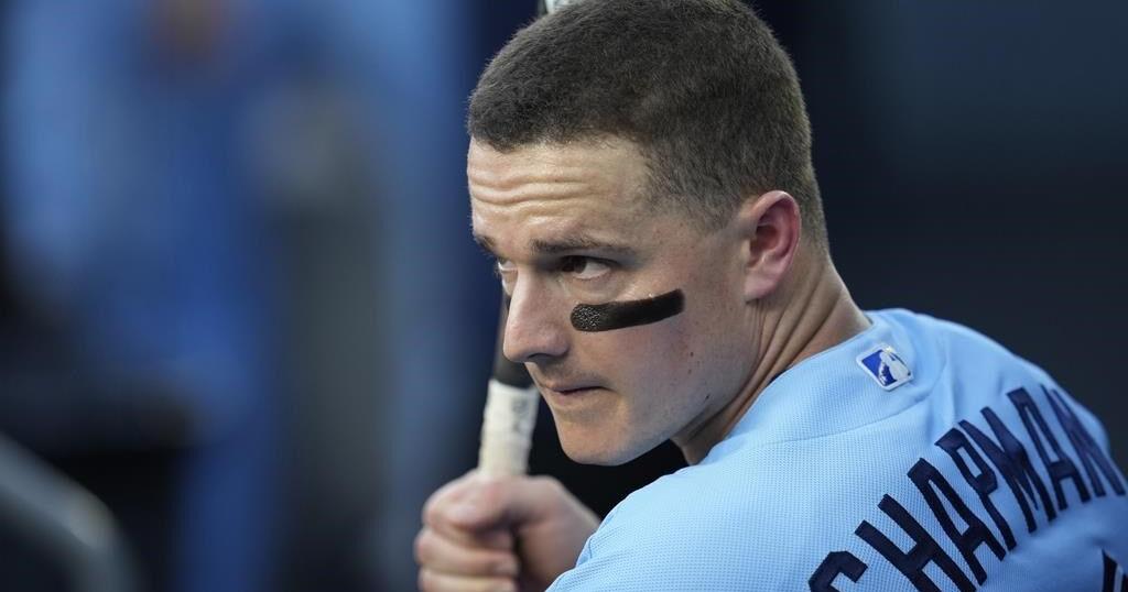 Jays third baseman Chapman out against Cubs with finger inflammation ...