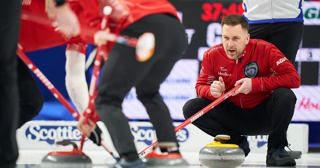 Defending champion Gushue wins opening game at the Tim Hortons Brier ...