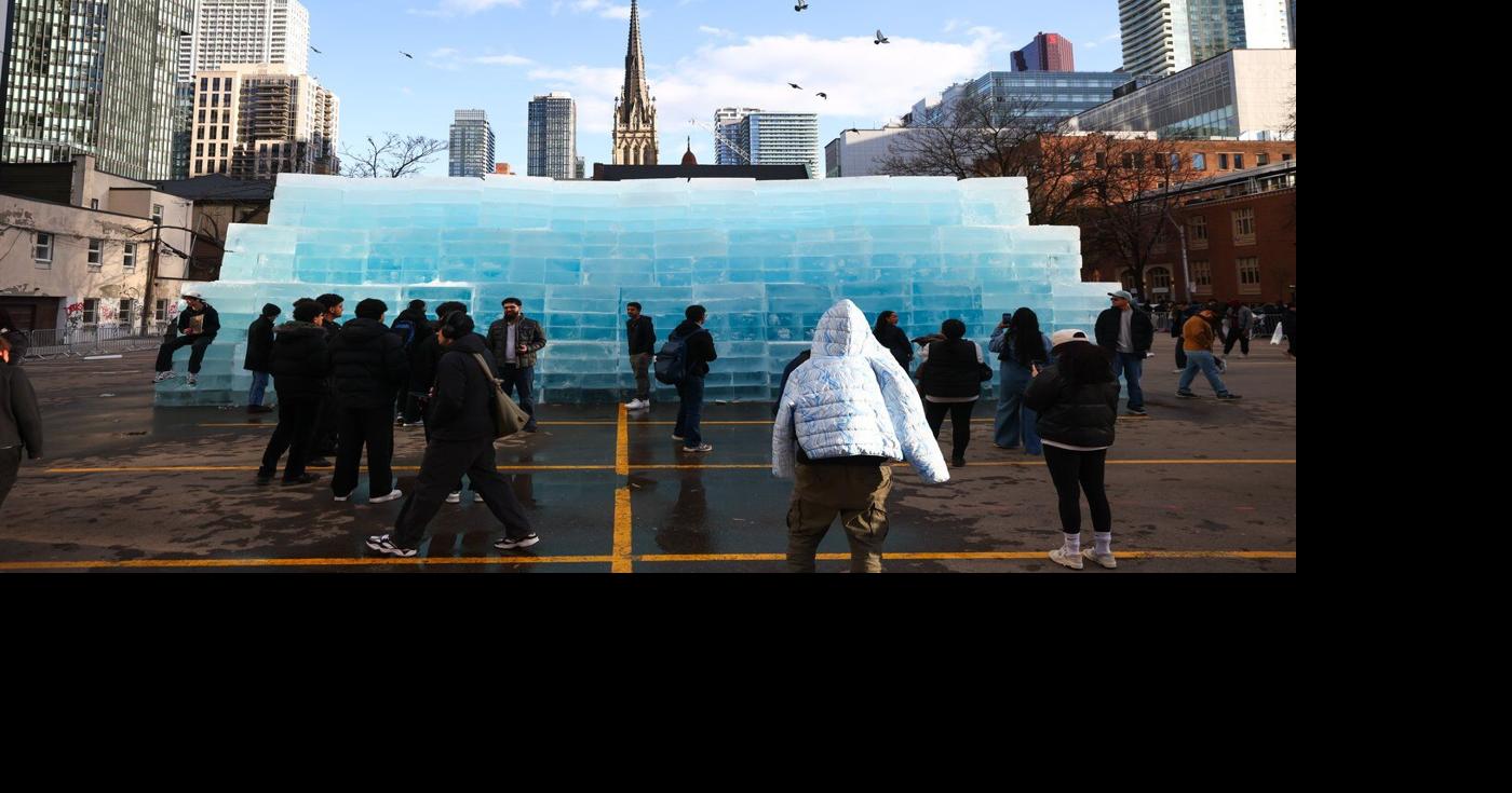 Drake draws crowds with giant ice structure in Toronto teasing album ...