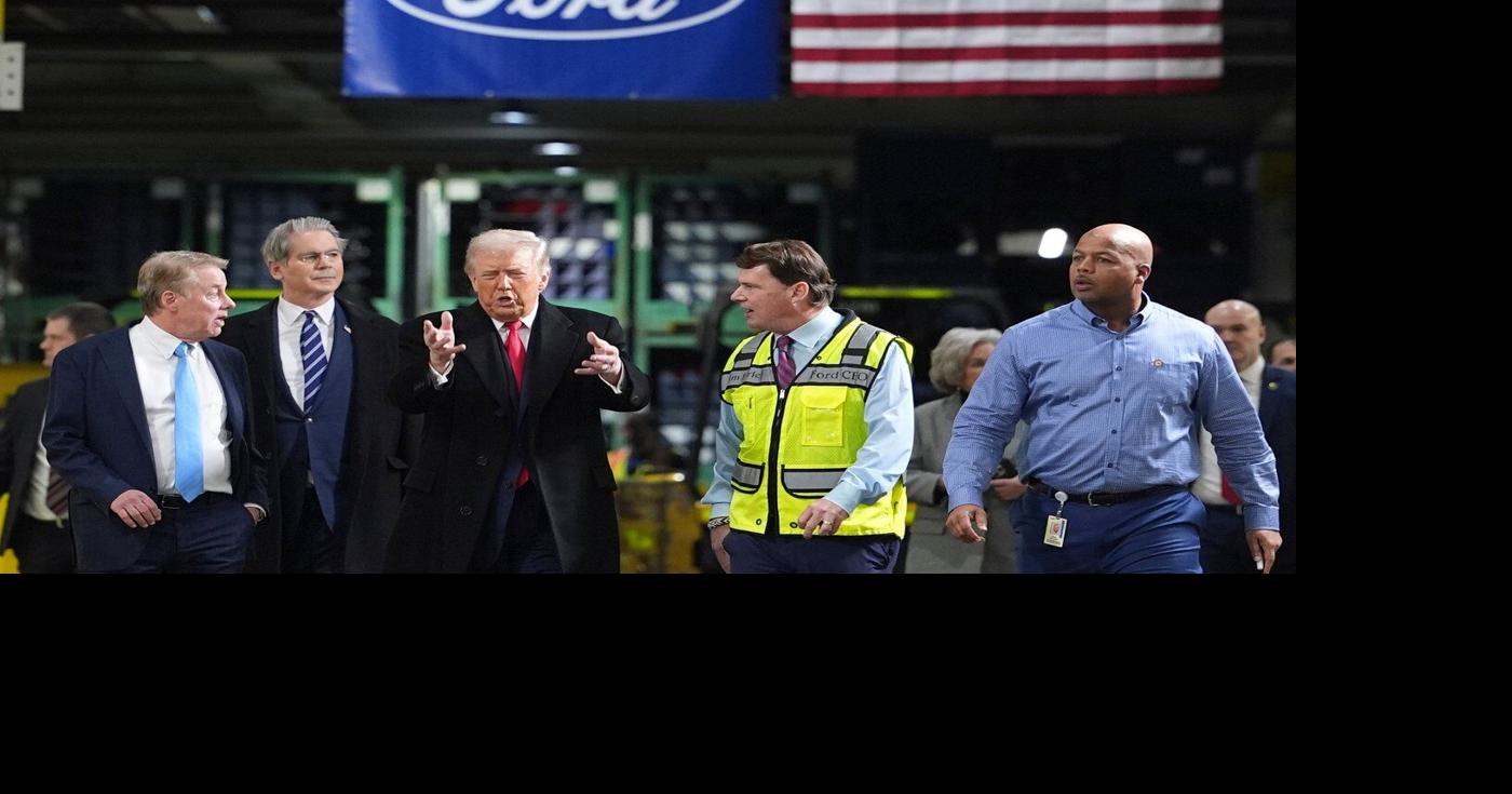 Trump visits Ford plant and defends his tariffs, hoping to counter ...