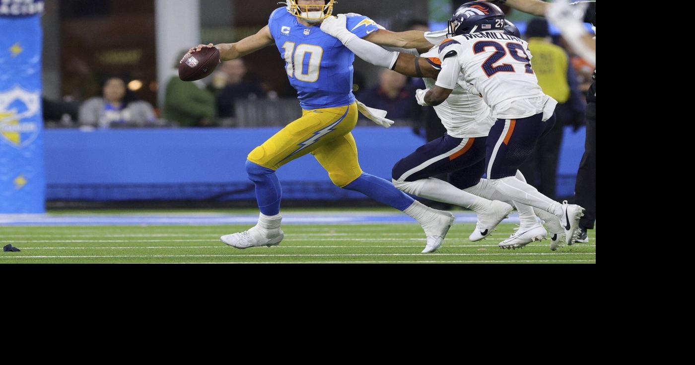 Justin Herbert passes for 2 touchdowns, Chargers score on free kick and rally past Broncos 34-27 ...
