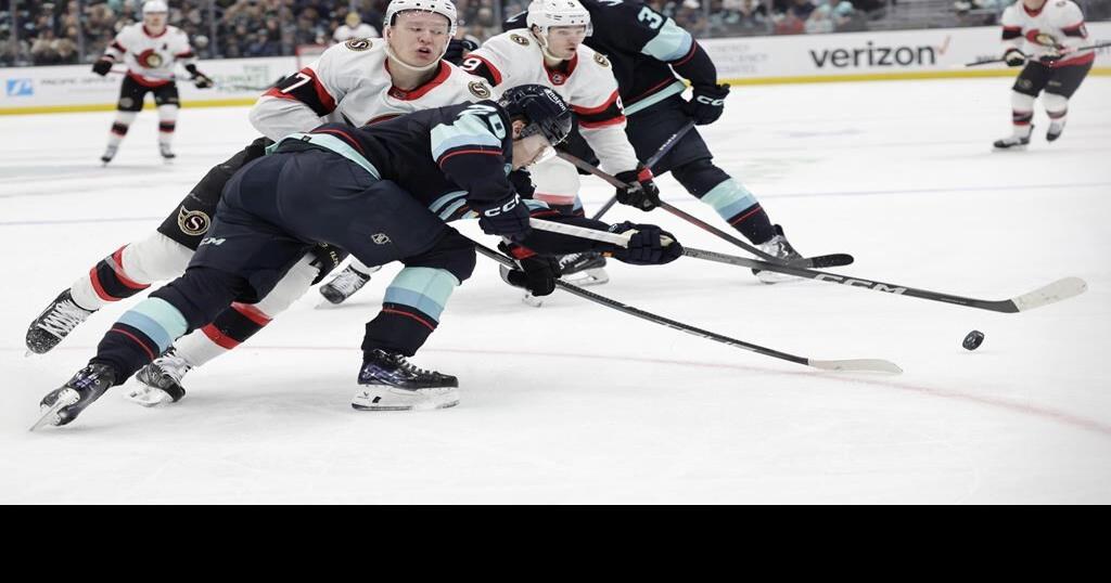 Daccord makes 32 saves, Kraken beat Senators 4-1 for 6th consecutive ...