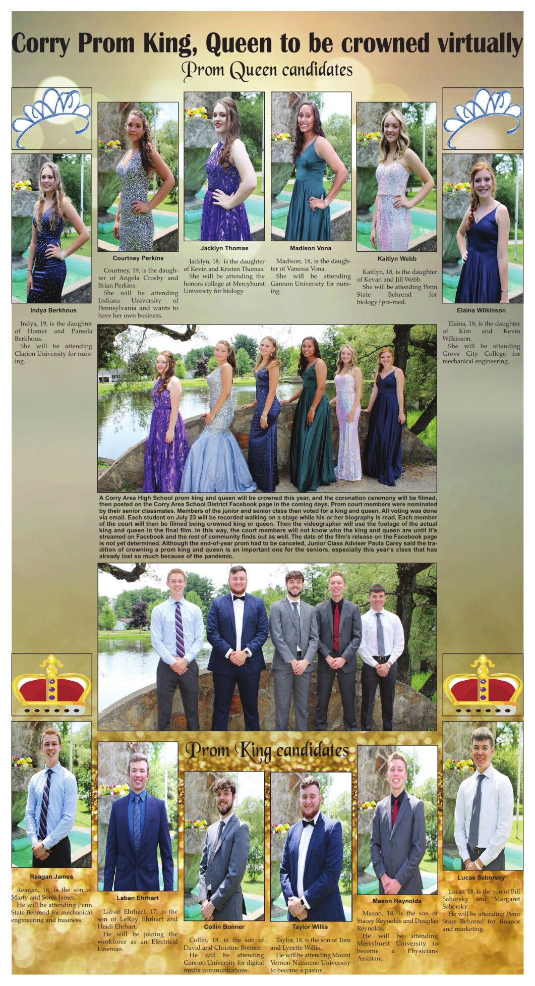 Corry's 2020 prom court | News | thecorryjournal.com