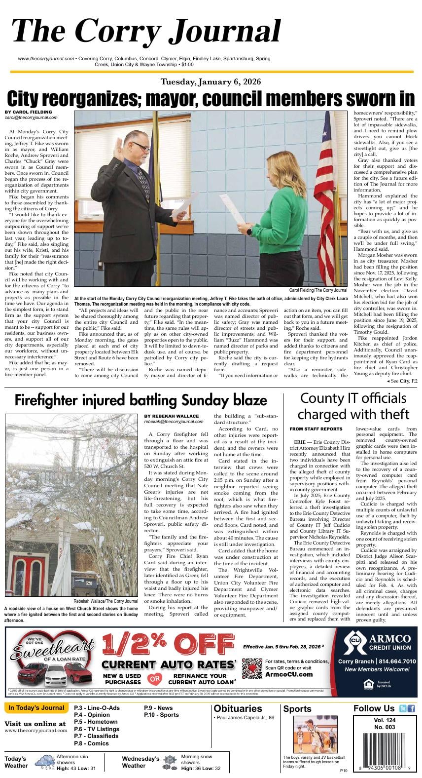 Page 1 - TUES. 1-6 | The Corry Journal | thecorryjournal.com