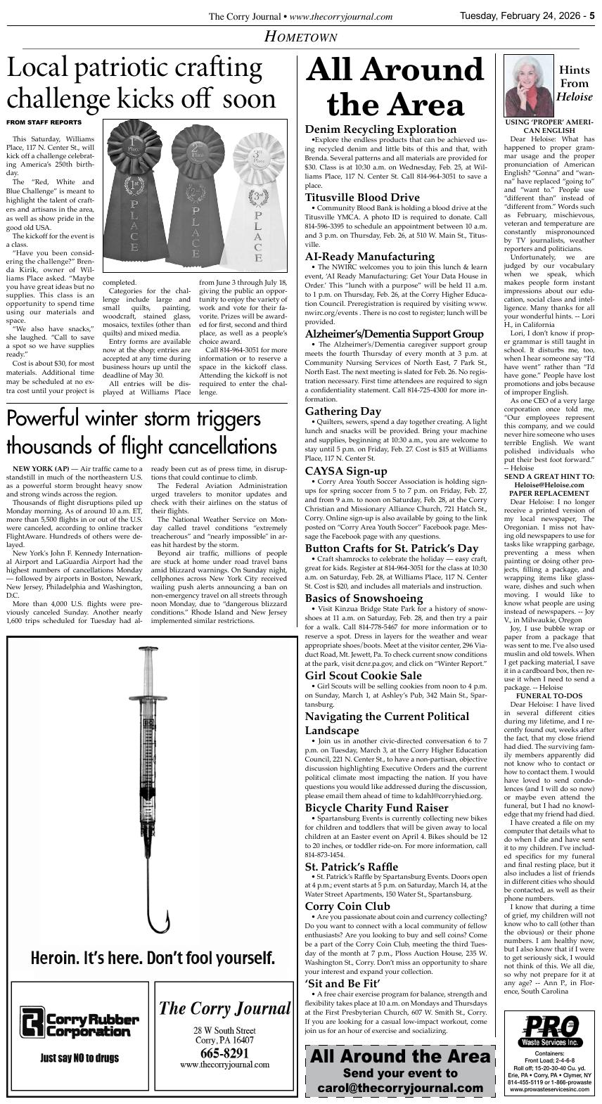 Page 5 - TUES. 2-24-26 HMT | The Corry Journal | thecorryjournal.com