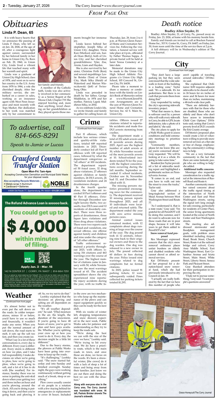 Page 2 - TUES. 1-27 JUMPS | The Corry Journal | thecorryjournal.com