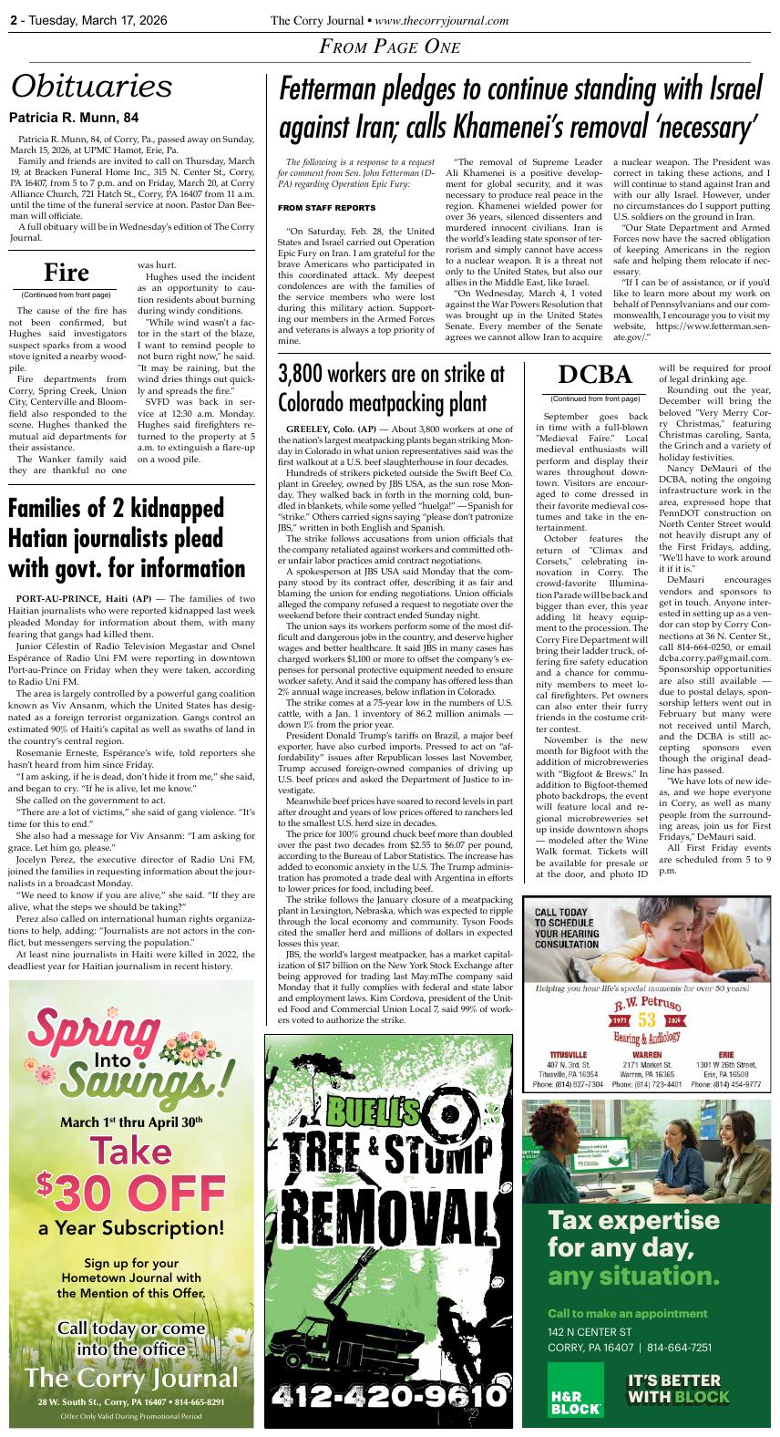 Page 2 - TUES. 3-17 JUMPS | The Corry Journal | thecorryjournal.com