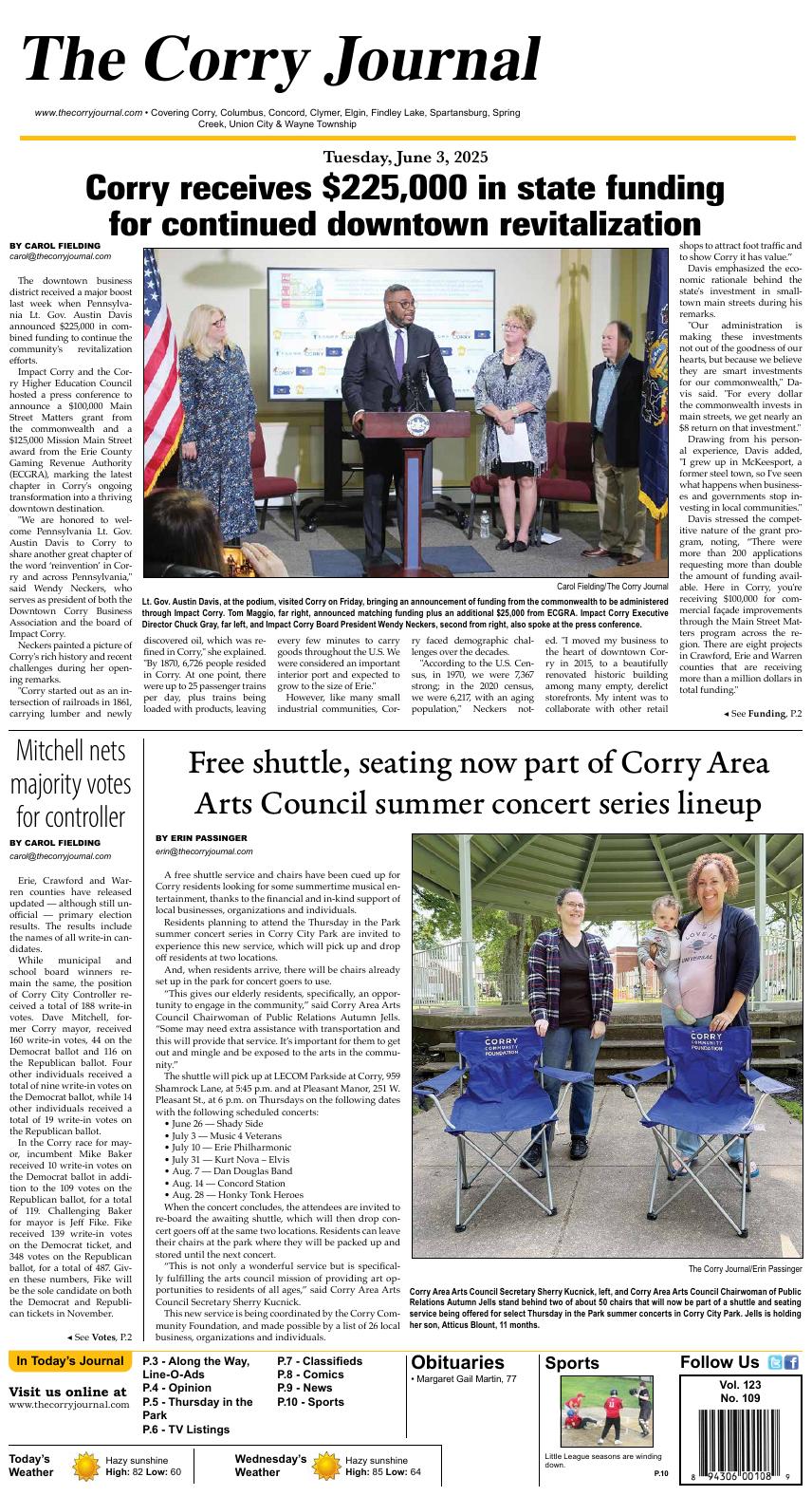 Page 1 - TUES. 6-3 | The Corry Journal | thecorryjournal.com