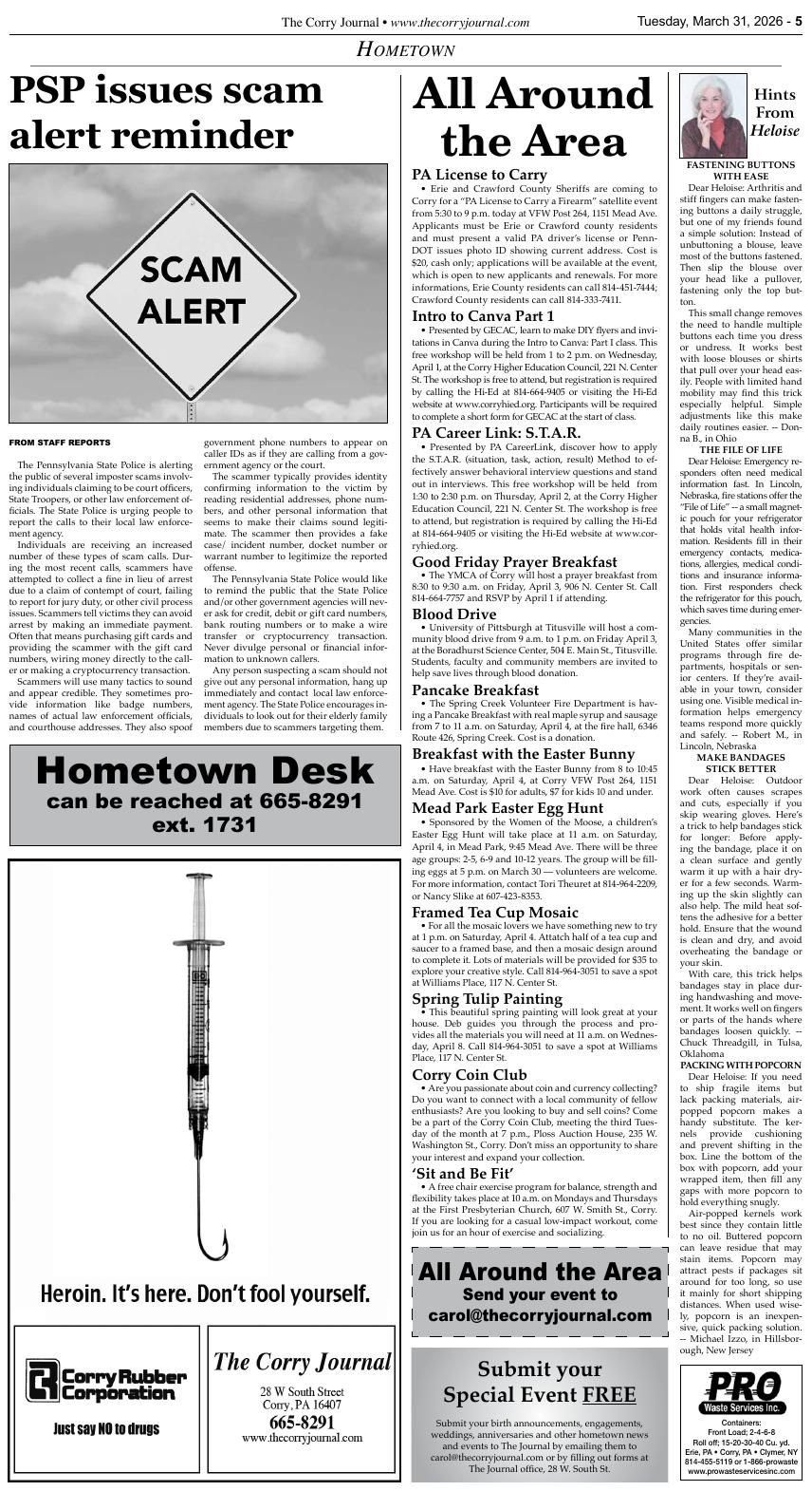Page 5 - TUES. 3-31-26 HMT | The Corry Journal | thecorryjournal.com