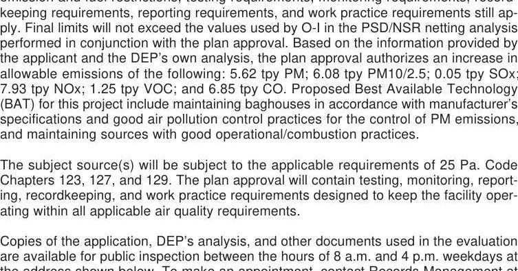 PLAN APPROVAL 32-00002F | Public Notices | thecourierexpress.com