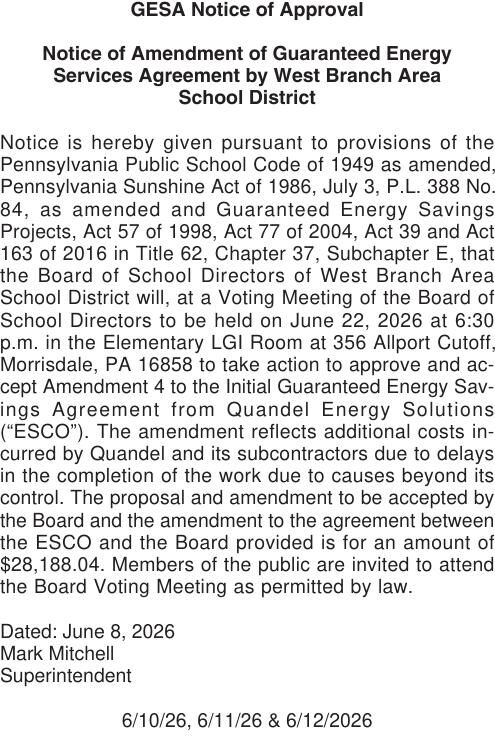GESA - AMENDMENT 4 | Public Notices | thecourierexpress.com
